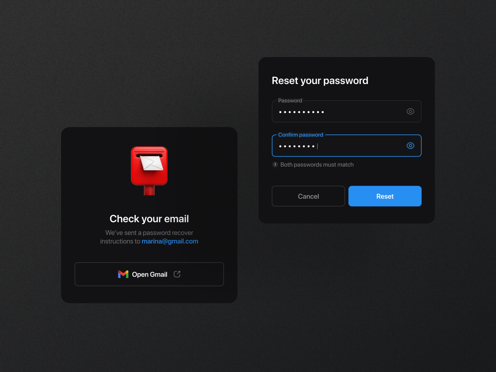 Forgot / Reset password flow by Marina Budarina on Dribbble Forgot / Reset password flow by Marina Budarina on Dribbble